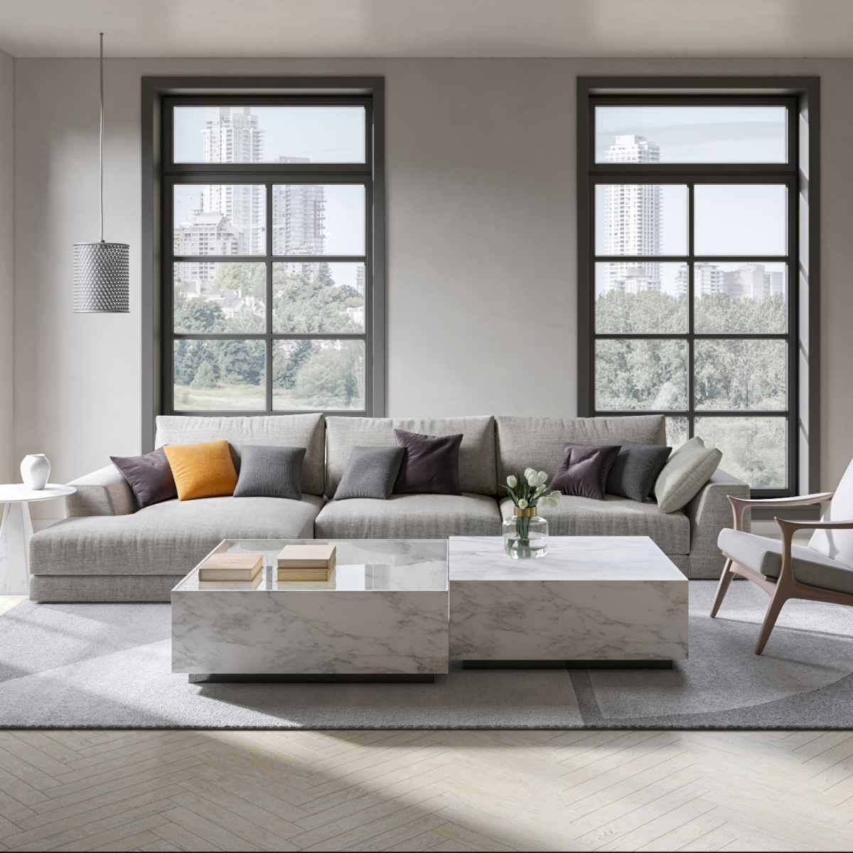 DUETO COFFEE TABLE IN CALACATTA MARBLE - 110101000101-calacatta - OIA ...