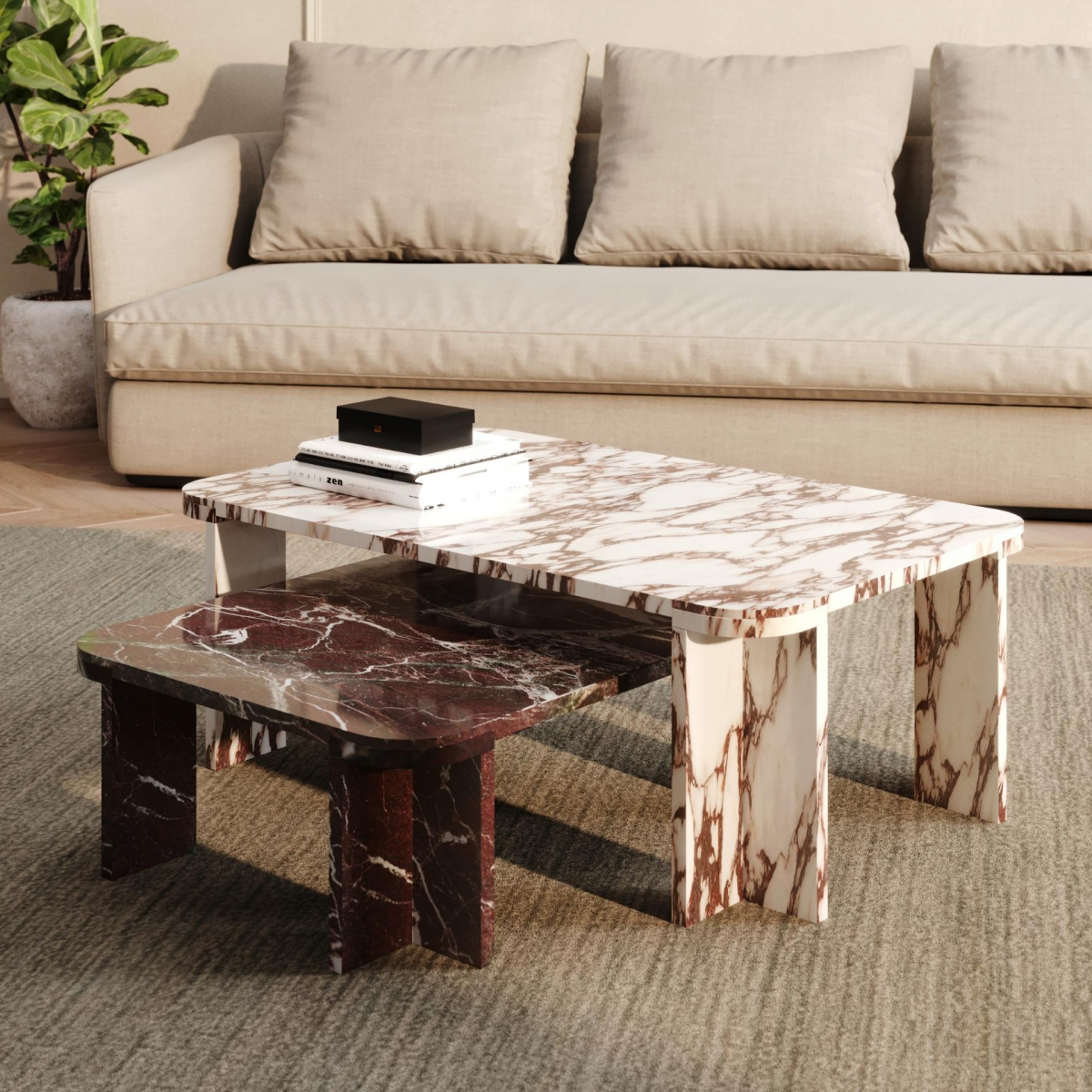 Earth Coffee Table in Rosso Lepanto Marble - 150204040102-rosso_lepanto ...